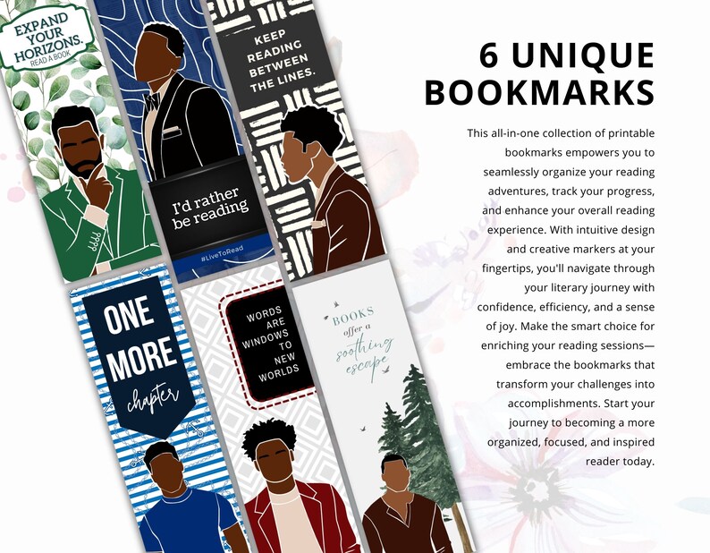 Printable Black Man Bookmarks, African American Gift for Reader ...