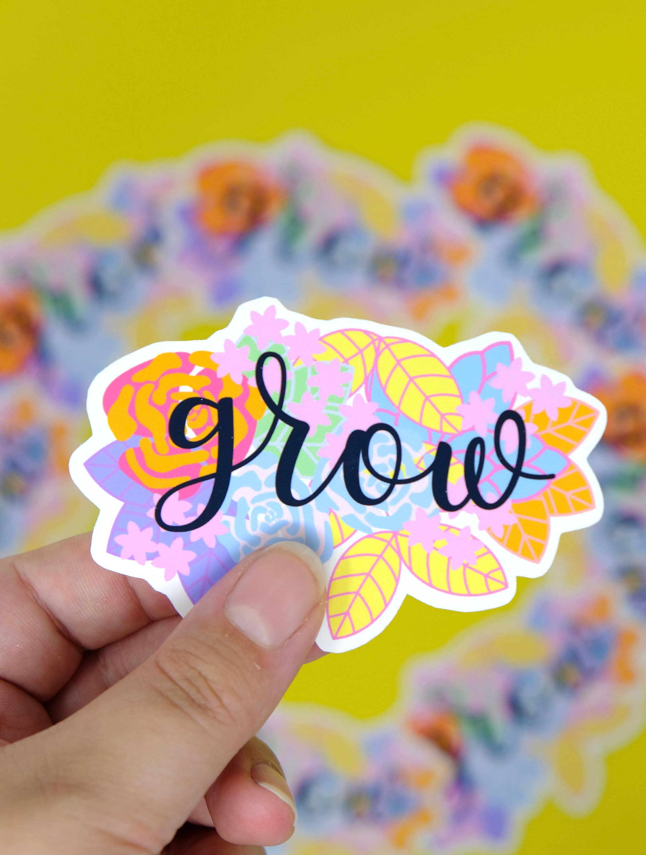 Floral Decorated Word Sticker Bold Botanicals Die-cut | Etsy