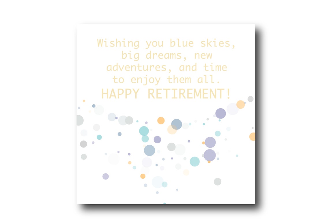 Digital Retirement card wishes instant download printable at | Etsy