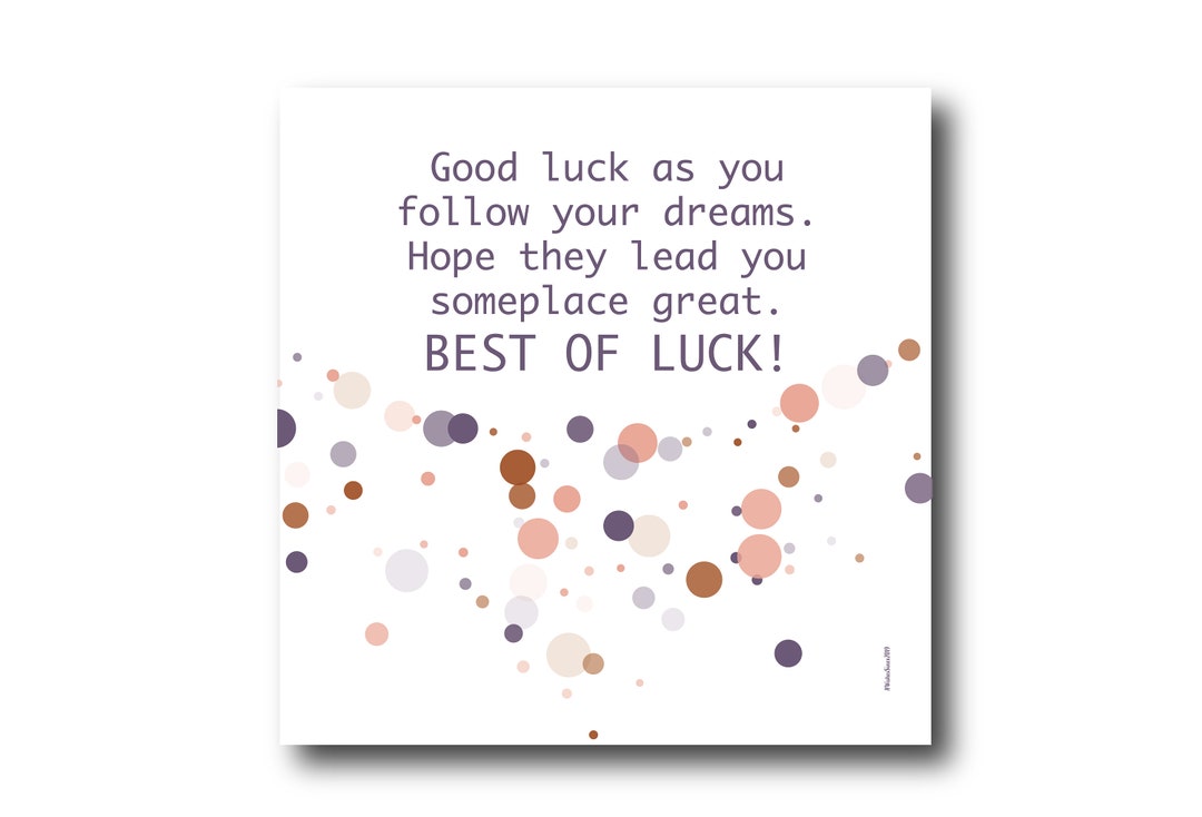Digital Good Luck Card Wishes, Instant Download, Printable at Home ...