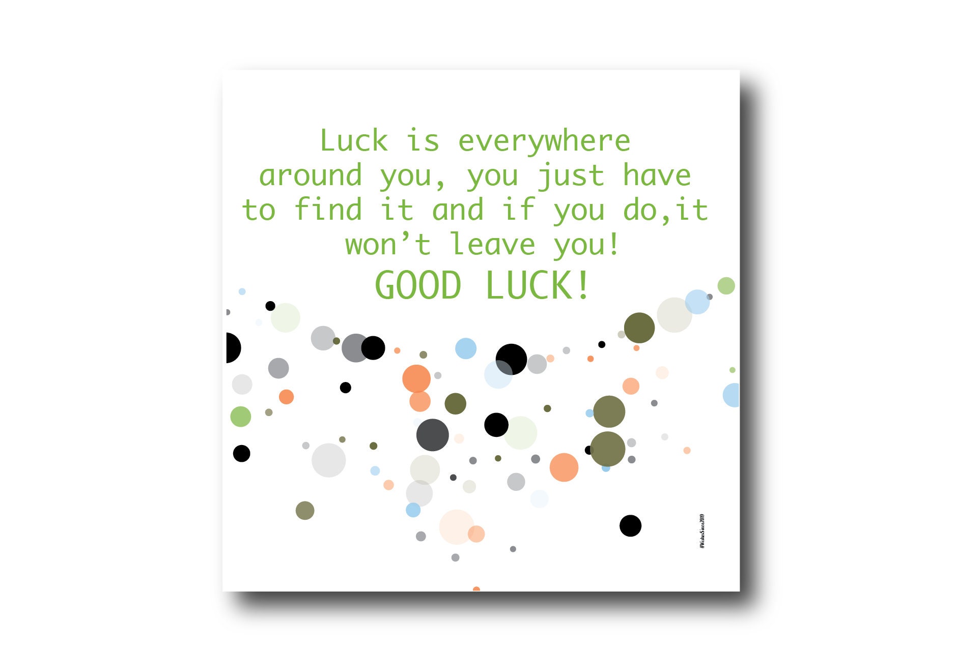 Digital Good Luck card wishes, instant download, printable at home ...