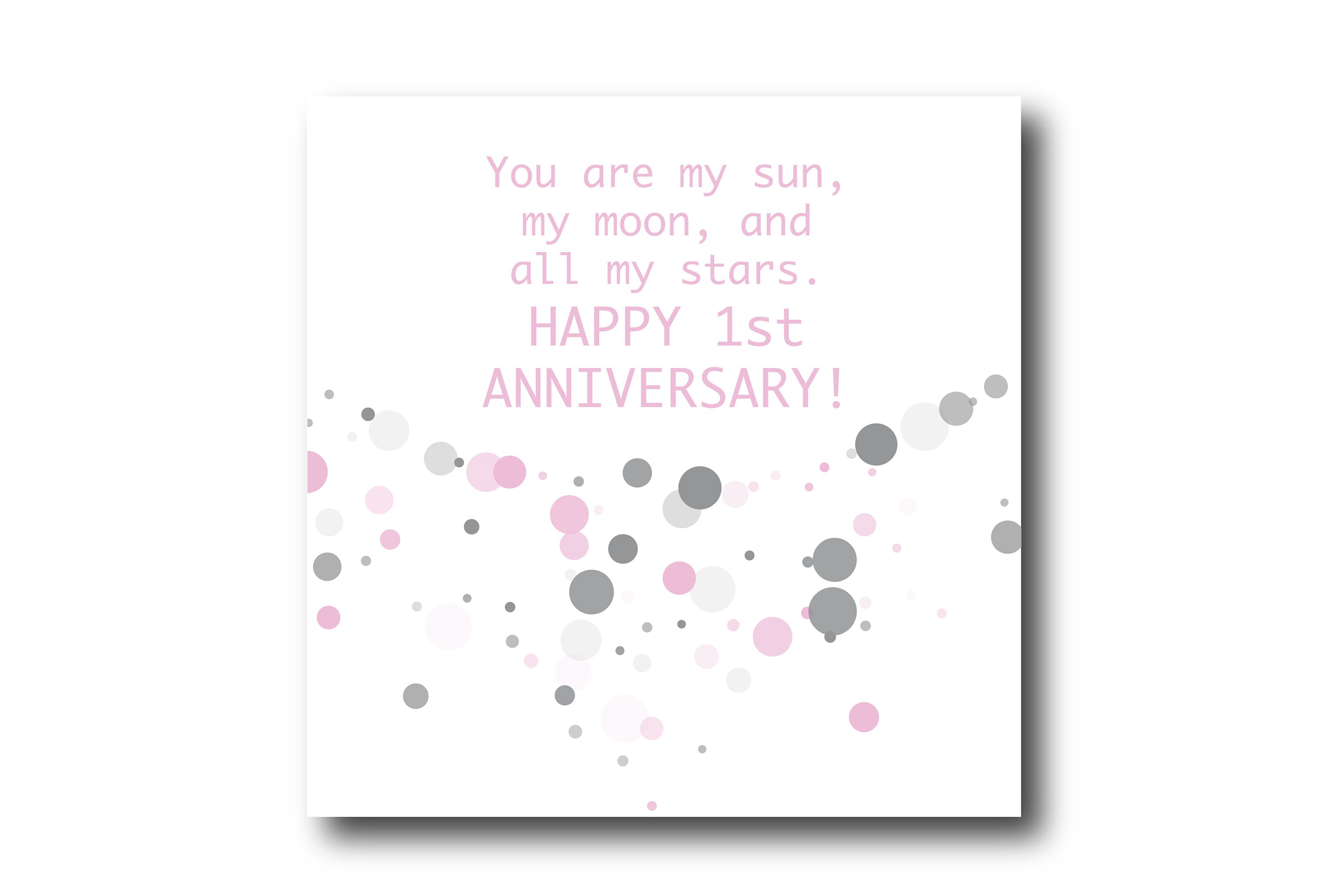 Digital 1st Wedding Anniversary Card Wishes Instant Download pantone