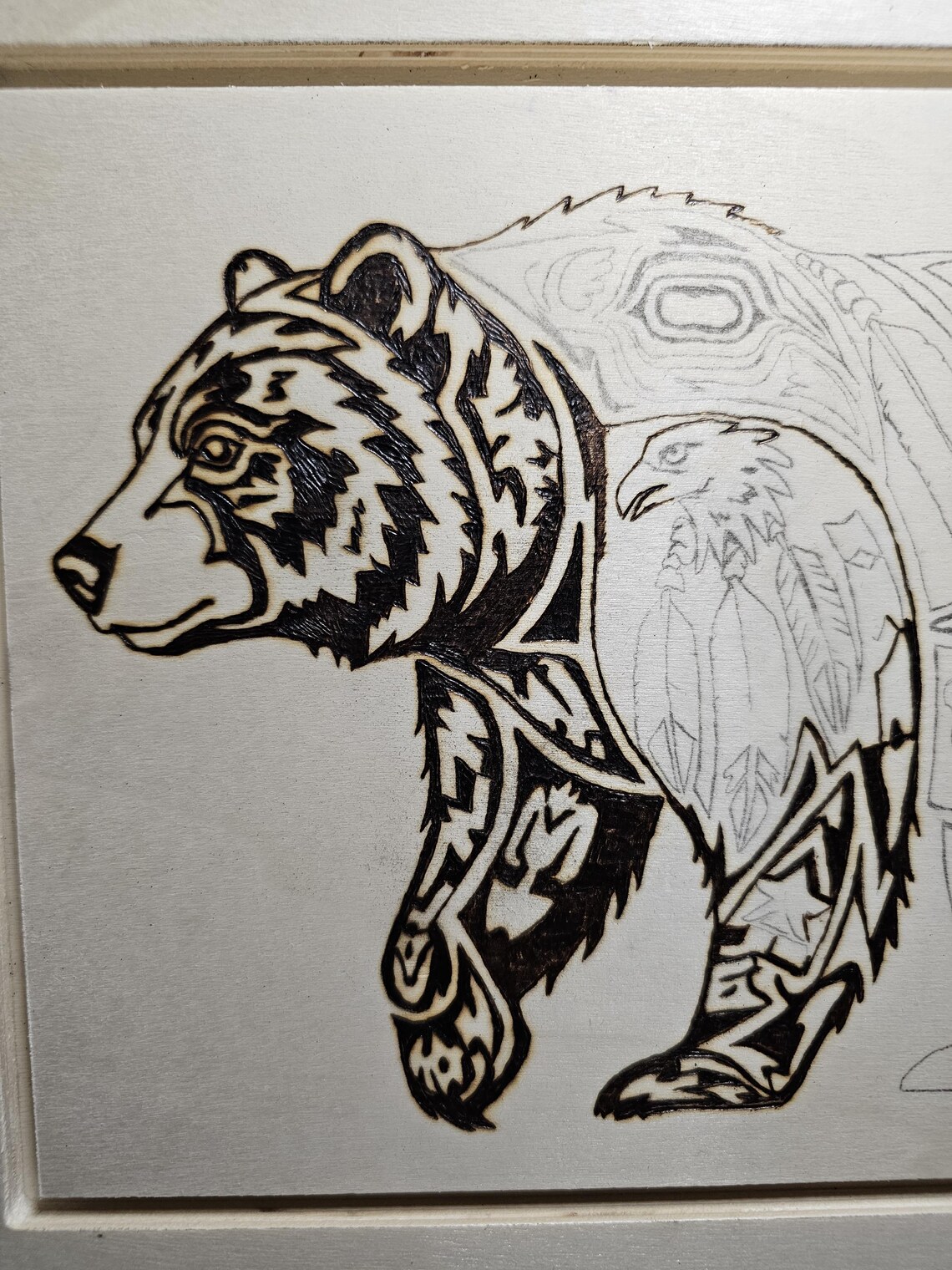 Tribal Bear Pyrography Fine Art | Hand-burned Native-inspired Wildlife ...