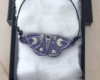 Blind Eyed Hawk Moth Necklace Wooden Moth Necklace - Etsy