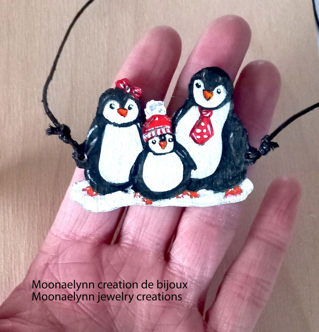 Penguin Family Necklace Penguin Pendant Cute Penguin Family - Etsy