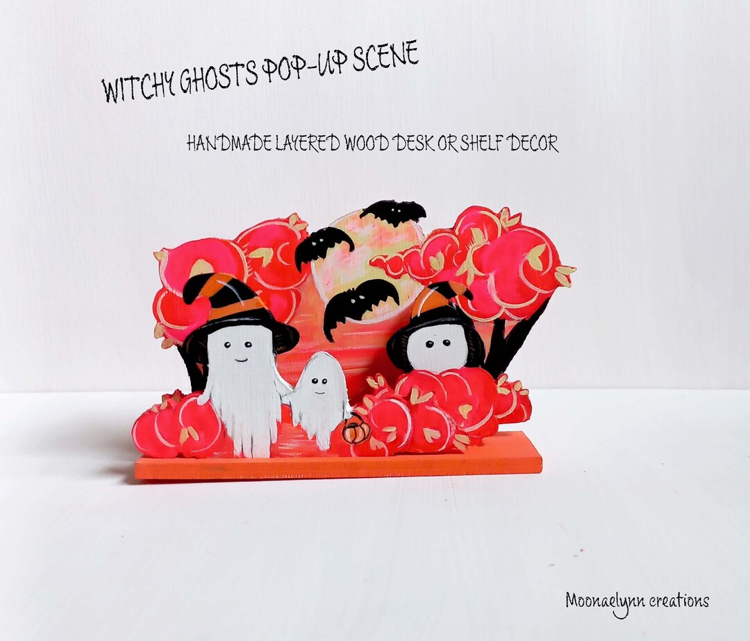 Cute Ghosts Wood Pop-up Decor, Halloween Desk Decor, Kawaii Ghosts Pop ...