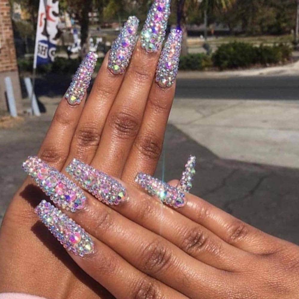 Bling Press On Nails Rhinestone Nails Crystal Nails Full Etsy
