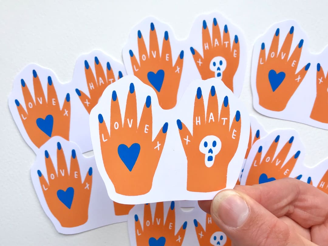 Love Hate Hands Die Cut Sticker Tattoo Sticker Alternative - Etsy