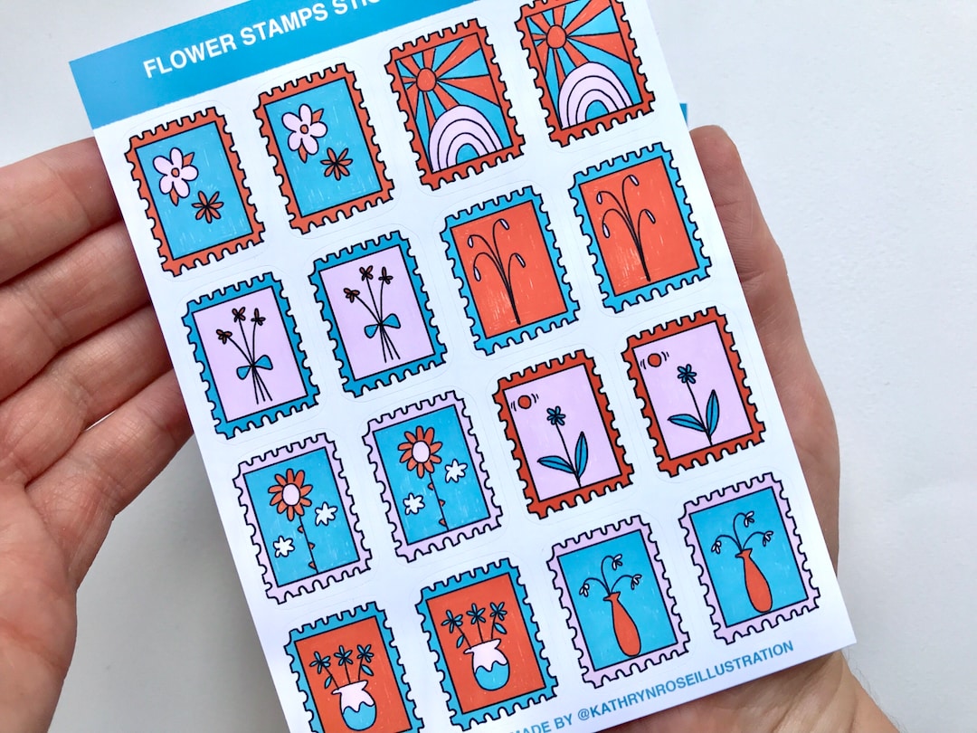 Floral Stamp Sticker Sheet Floral Themed Cute Journalling Pretty ...