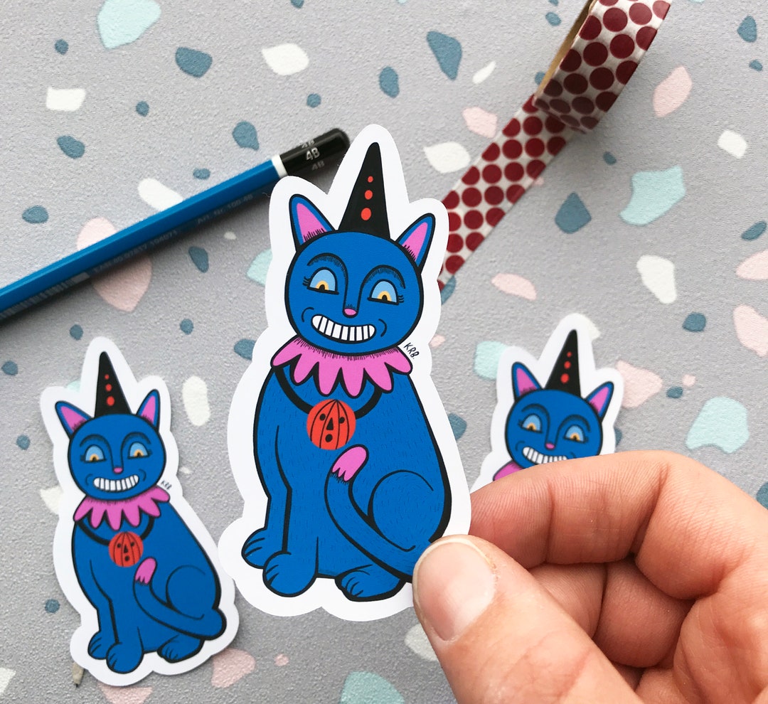 Halloween Cute Spoopy Cat Sticker Illustrated Pet Art - Etsy