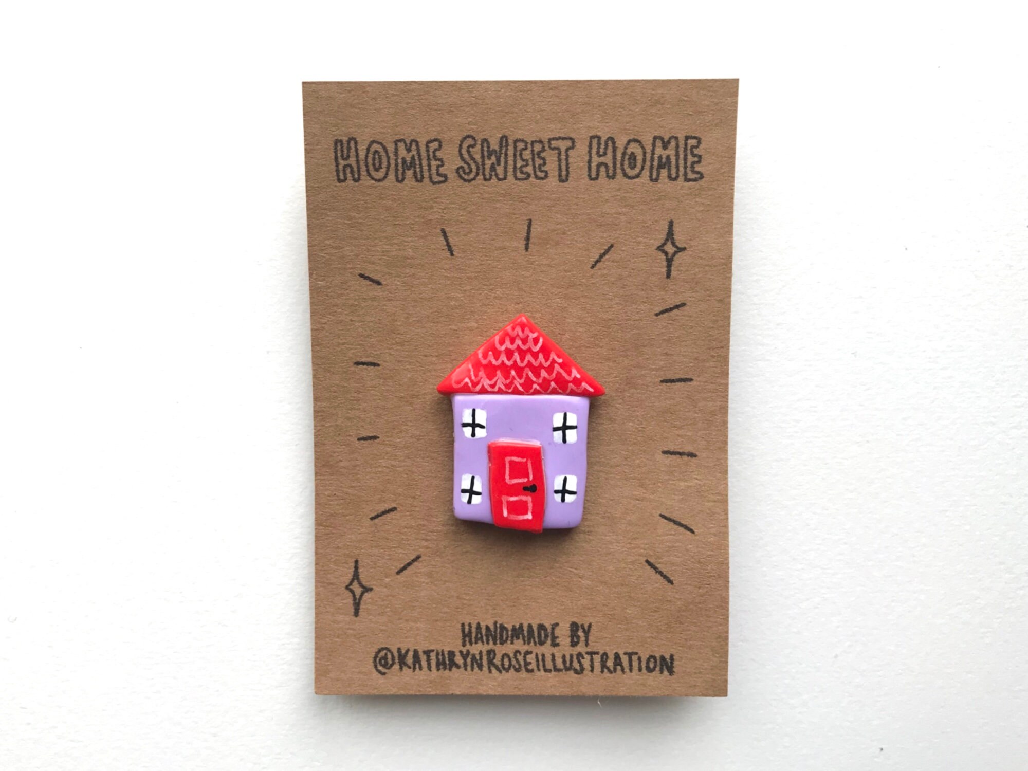 Happy New Home Handmade Polymer Clay Pin Handpainted Cute Little House ...