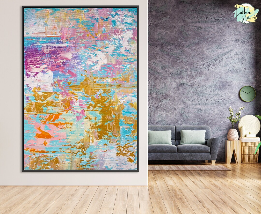 Large Blue Painting, Contemporary Artwork, Palette Knife Art, Trendy ...