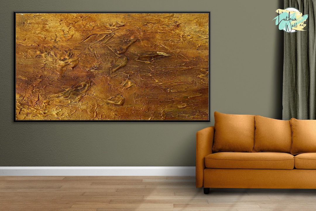 Large Acrylic Gold Wall Art Painting on Canvas | Original Golden ...
