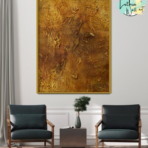 Large Acrylic Gold Wall Art Painting on Canvas | Original Golden ...
