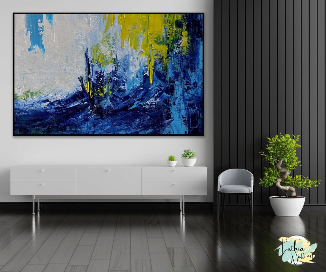 Original Extra Large Blue Ocean Painting on Canvas Seascape Blue Wall ...