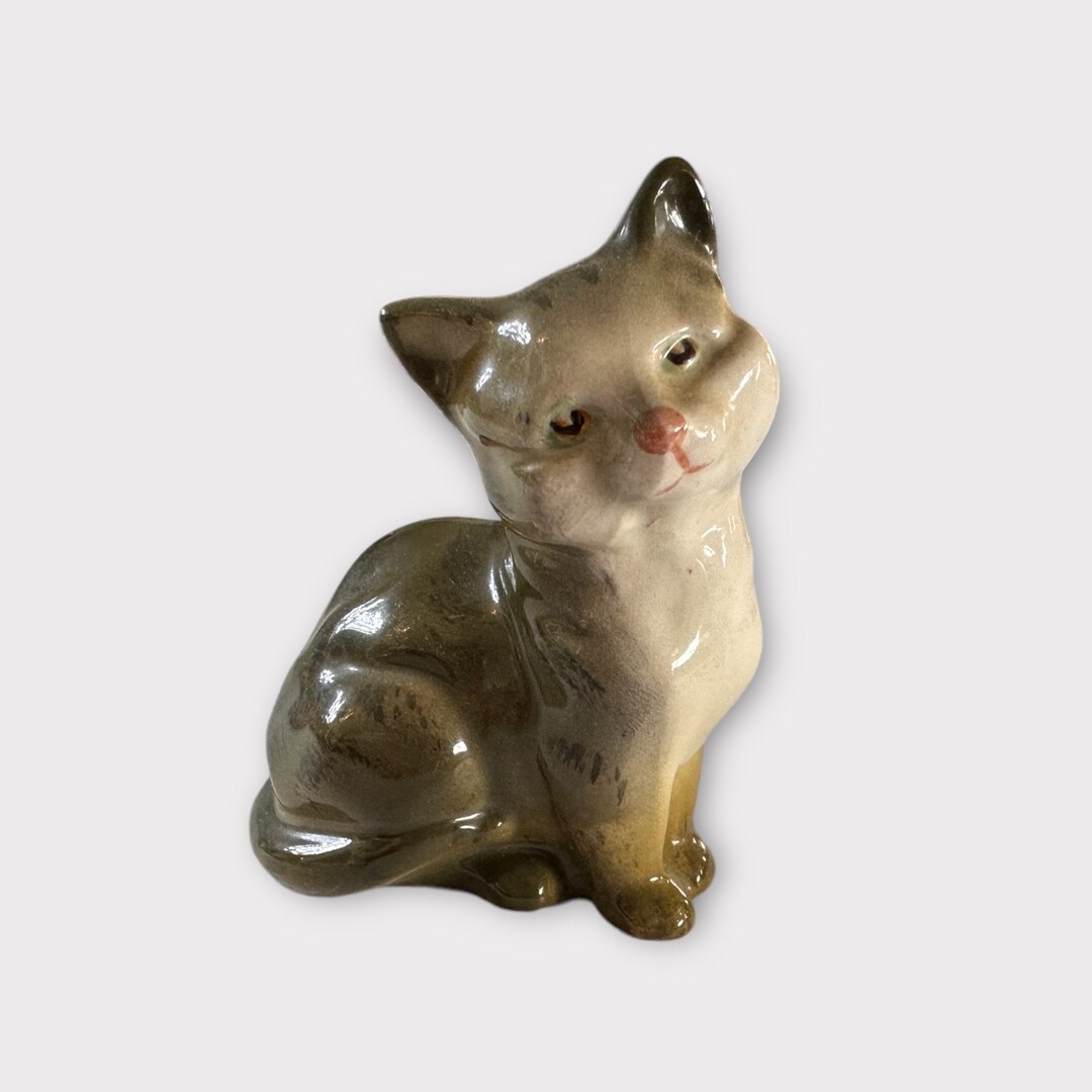 Vintage Beswick Grey and White Cat Porcelain Figurine - Etsy