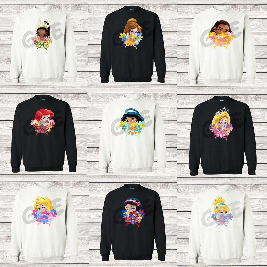 Disney Princess Coquette Bow Bouquet Flowers Sweatshirt Vacation ...