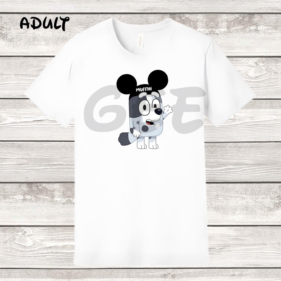 Bluey Muffin Mouse Ears Ear Hat Shirt Tshirt Vacation Adult Youth ...