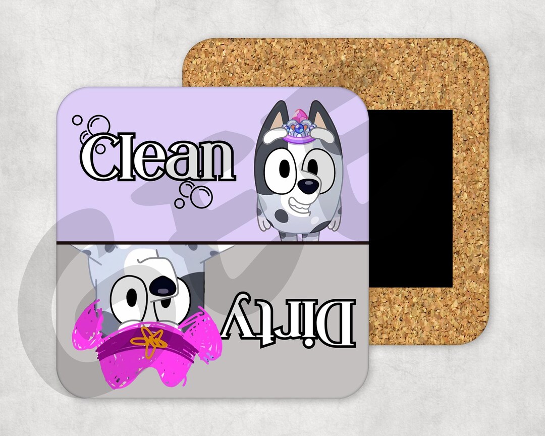 Bluey Muffin Princess Cowboy Hat Clean Dirty Dishwasher Magnet (ONE) - Etsy