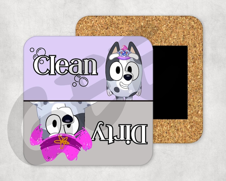 Bluey Muffin Princess Cowboy Hat Clean Dirty Dishwasher Magnet (ONE) - Etsy