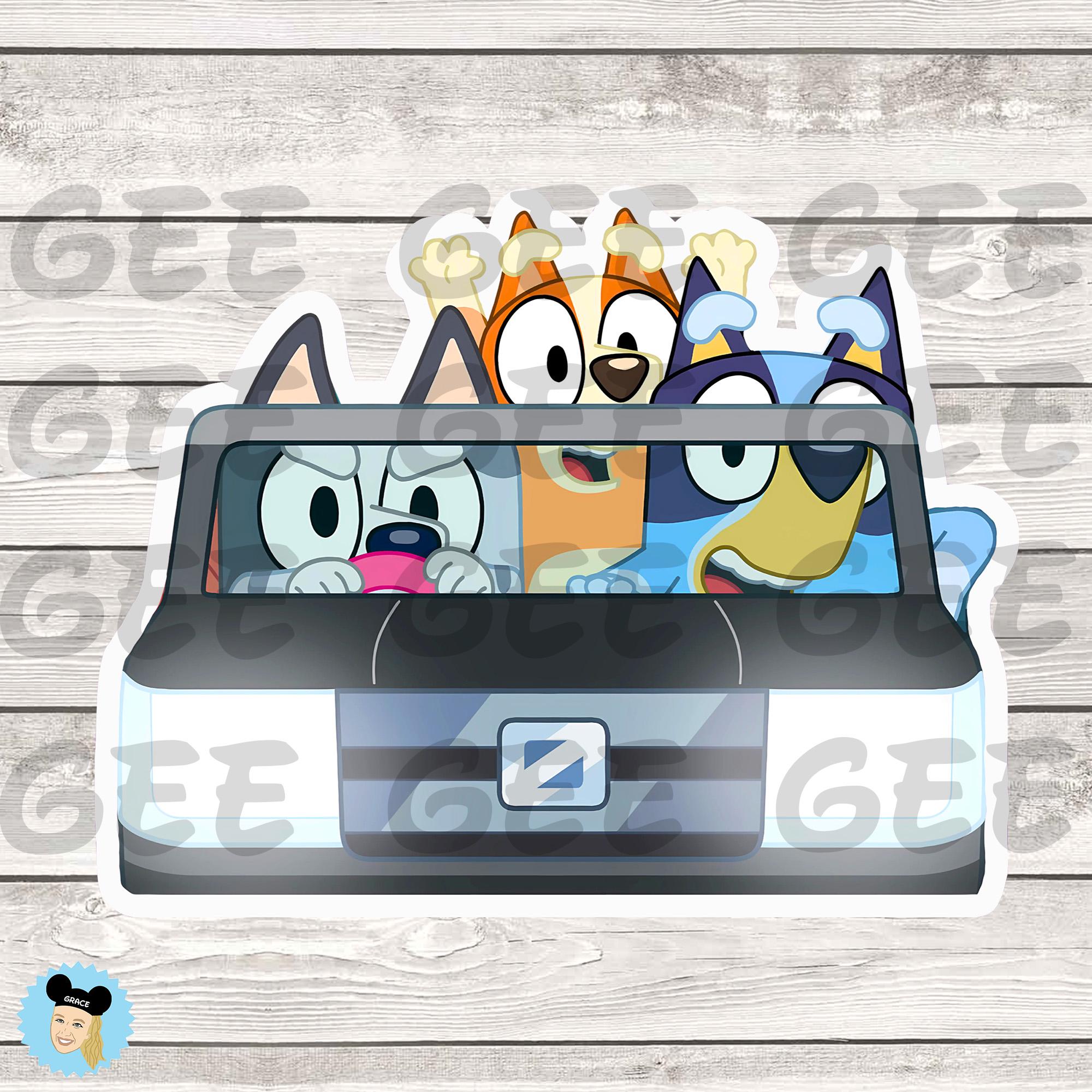 Bluey Muffin Bingo Driving Convertible Car Decal Sticker Pizza Girls - Etsy