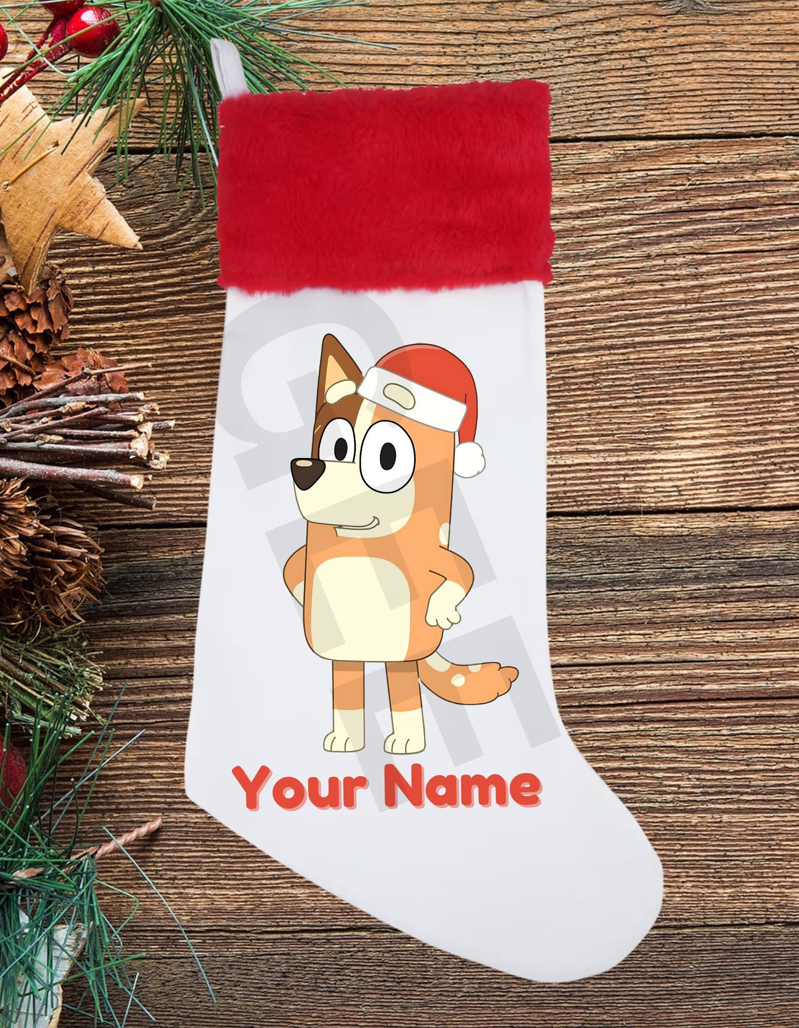 Bluey Chilli Mum Mom Personalized Christmas Stocking With Name, Family ...