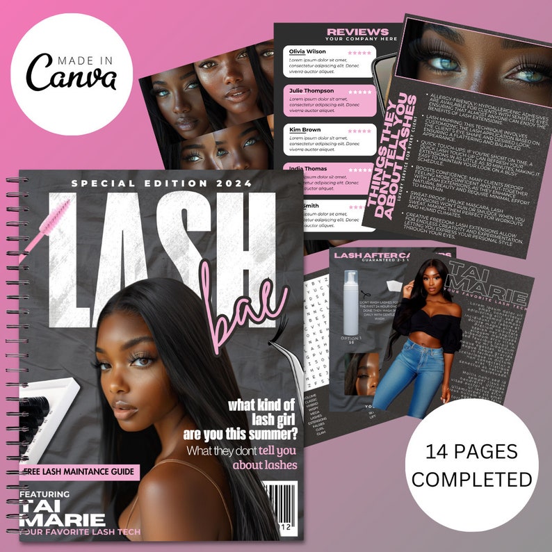 Magazine Template, 14 Page Magazine Template, Canva Template, Hair ...