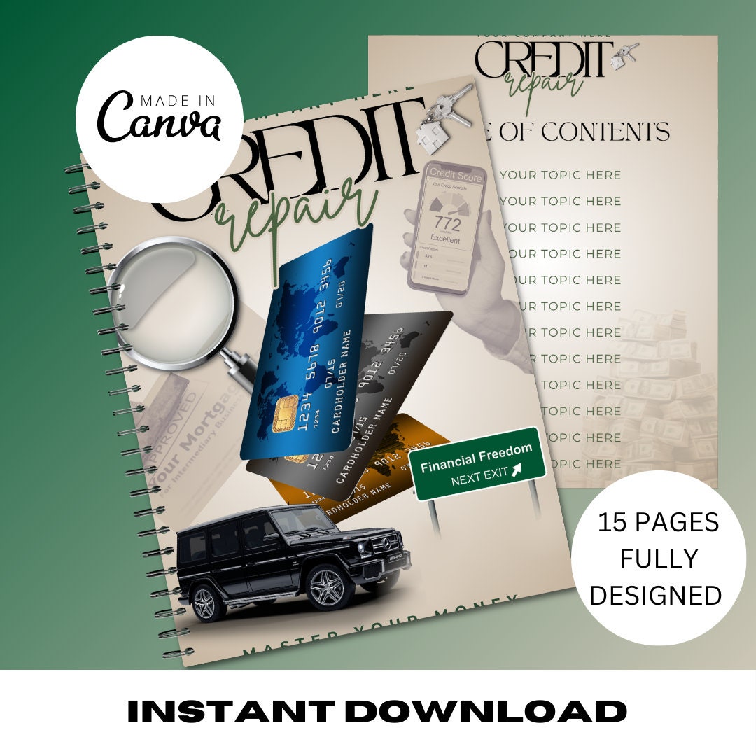 Credit E-book Cover, E-book Cover Template, Canva E-book Template, 18 ...