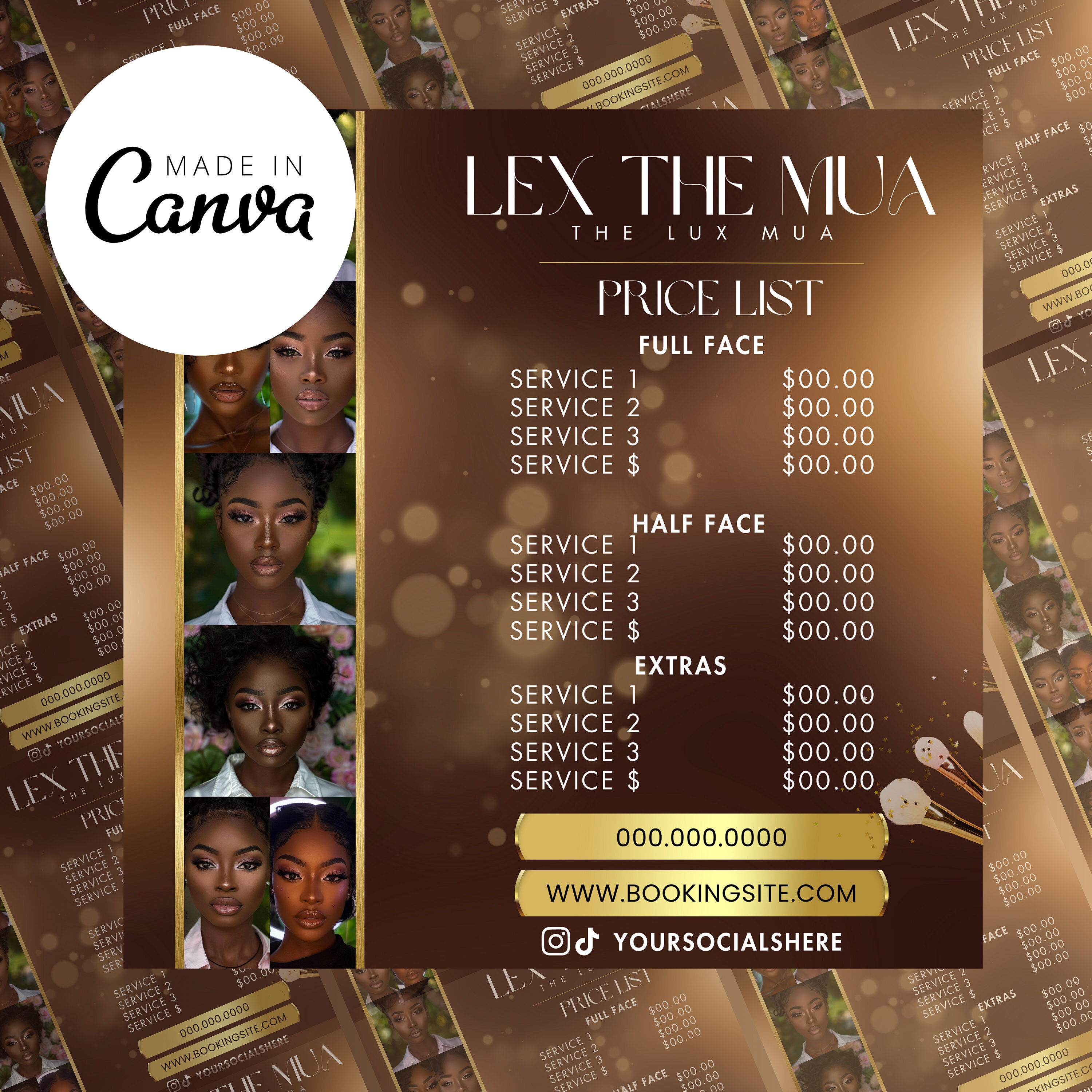 Makeup Price List Flyer, MUA Price List, MUA, Canva Template, DIY ...