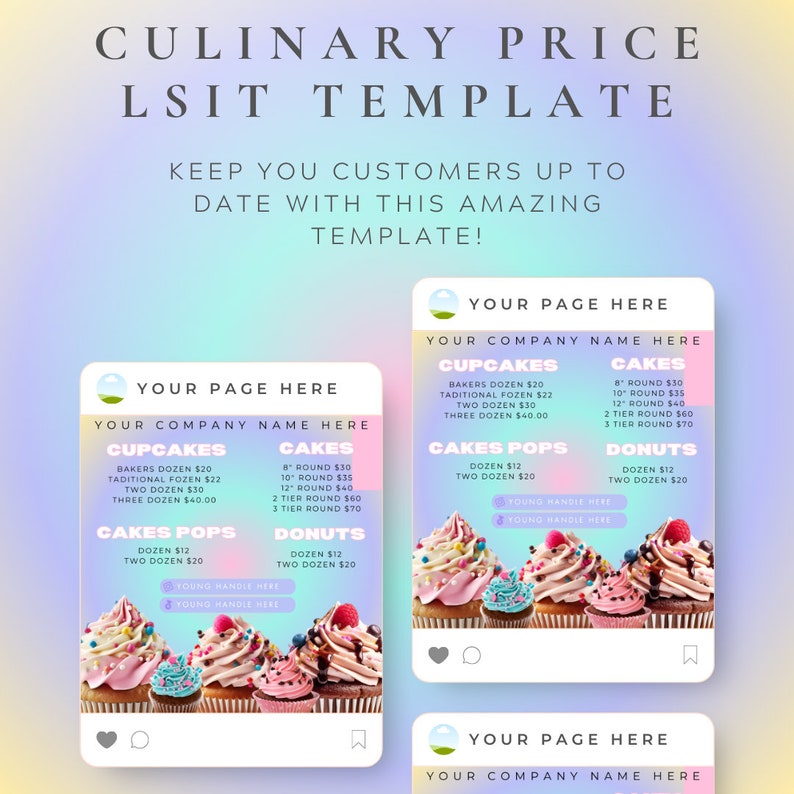 Bakery Price List Template, Price List Flyer, Bakery Template, Social ...