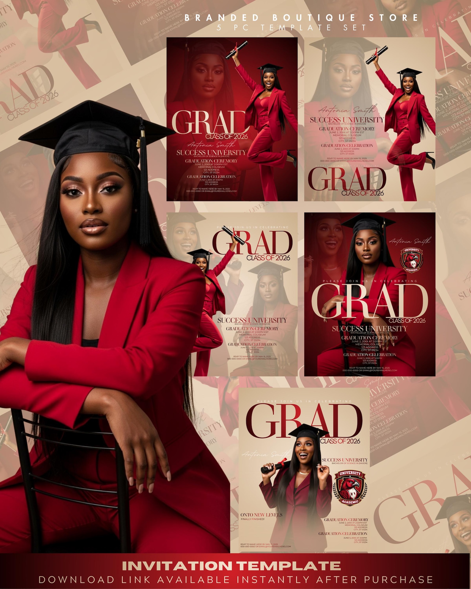 Graduation Invitation, DIY Graduation Flyer, Canva Template, Graduation ...