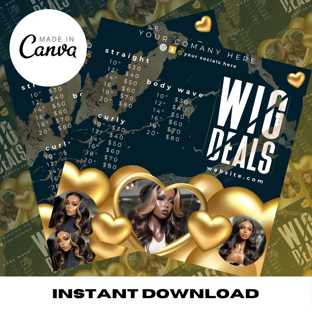 Wig Deal Template, Canva Template, DIY Template, Social Media Post ...