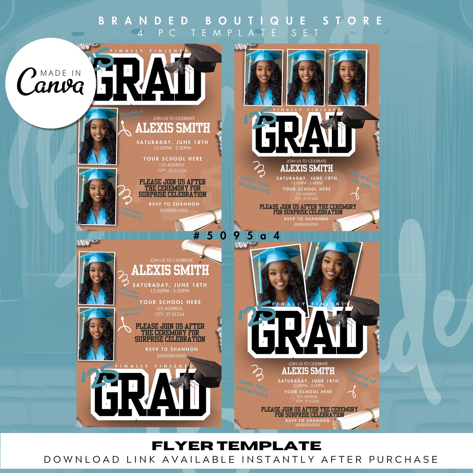 Graduation Invitation, DIY Graduation Flyer, Canva Template, Graduation ...