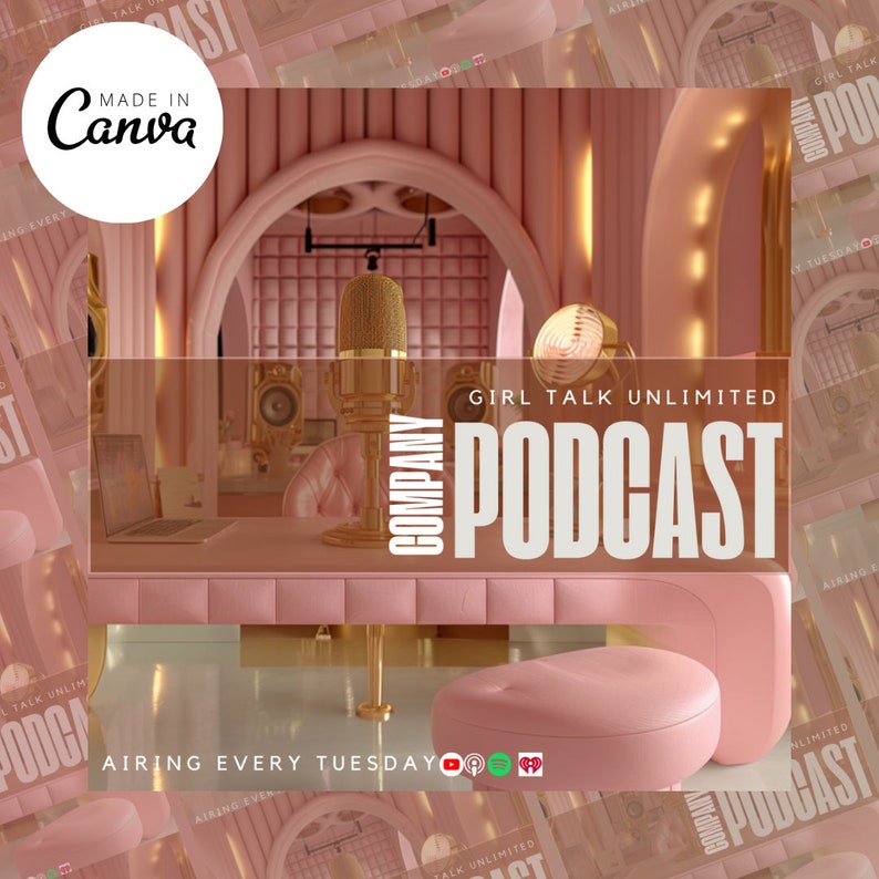 Podcast Social Media Post Template, Pink Podcast Flyer, DIY Template ...