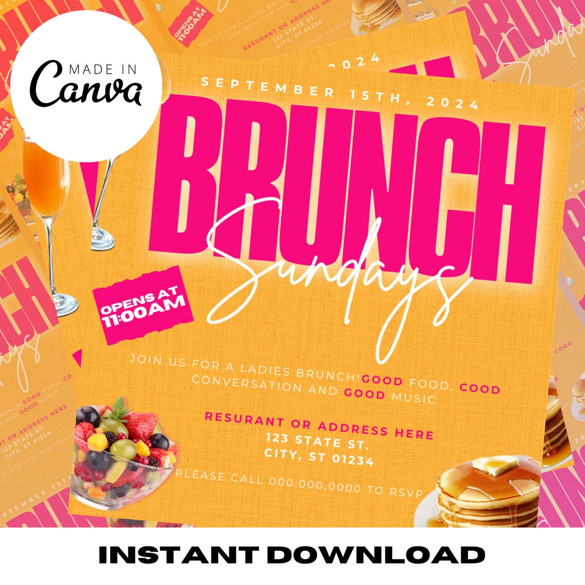 Sunday Brunch Flyer, Brunch Flyer, Sunday Brunch Social Media Post ...