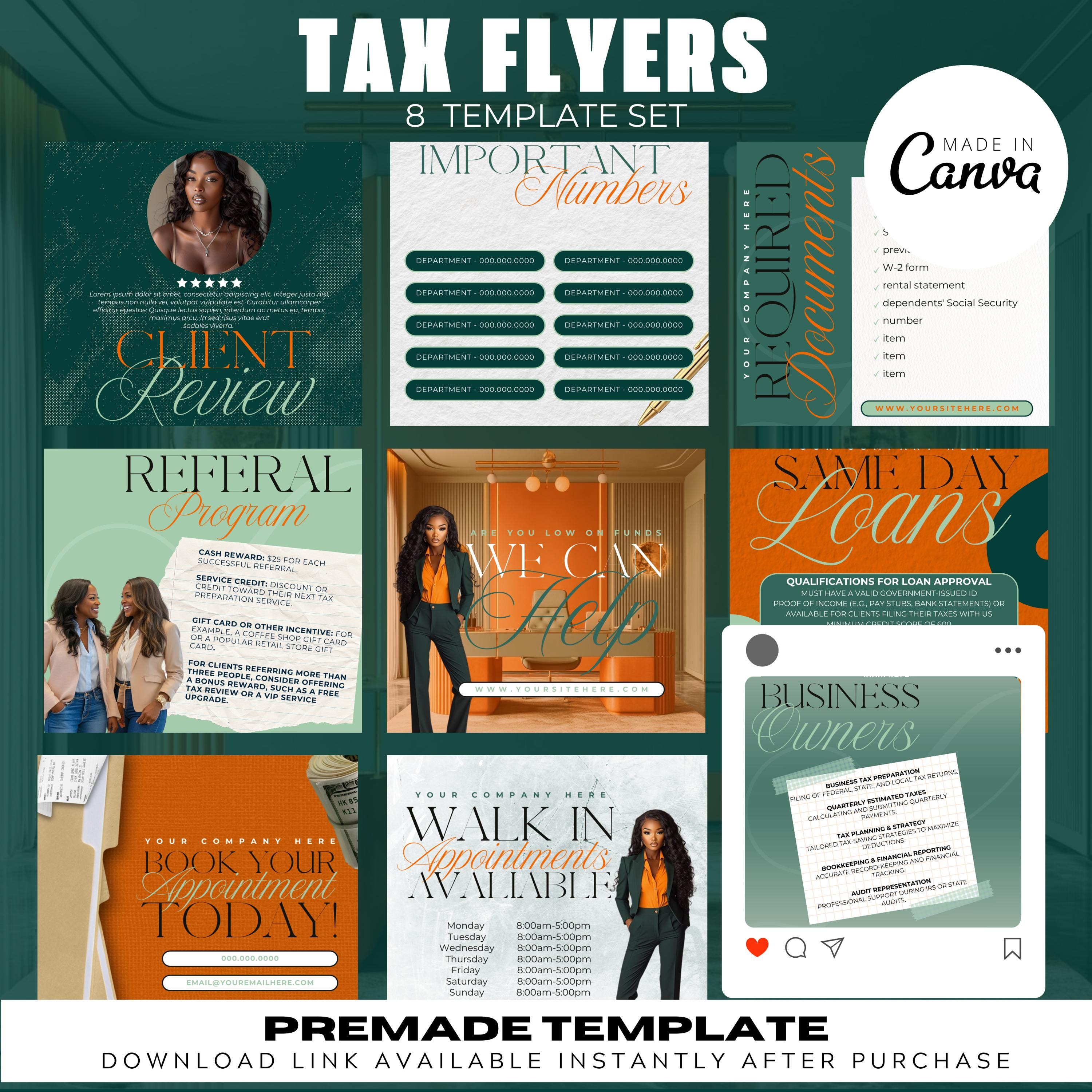Tax Prep Flyer, Tax Flyers, Tax Time Flyers, Tax Informational Post ...