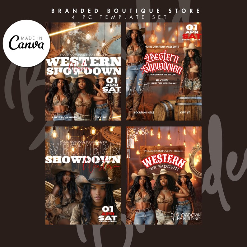 Boots on the Ground Flyer, Western Party Flyer, Wild West Party Invite ...