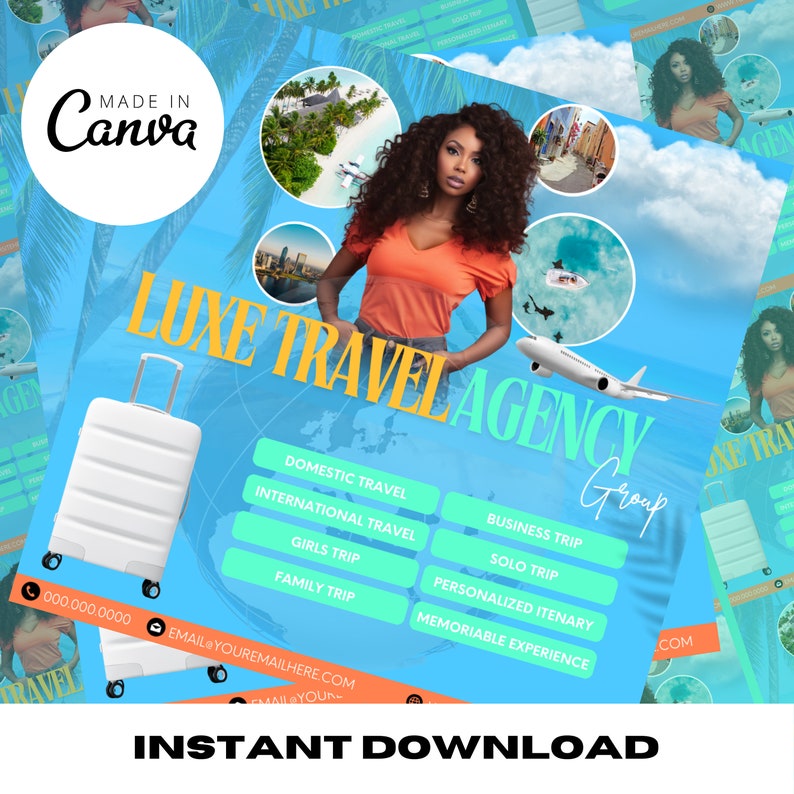 Travel Deal Flyer, Travel Agent Template, Marketing Template, Beach ...