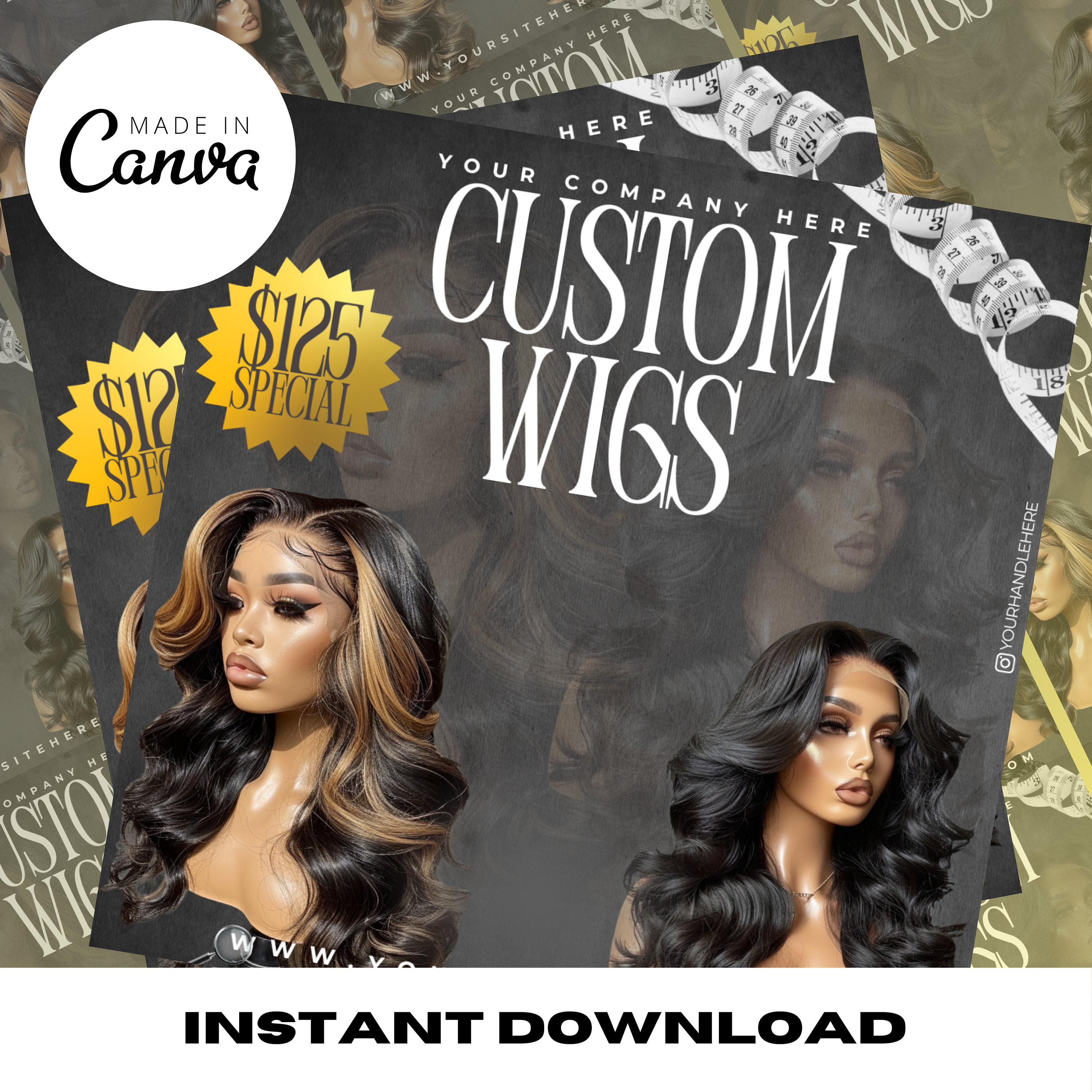 Custom Wig Flyer, Custom Wig Template, Canva Template, DIY Template ...
