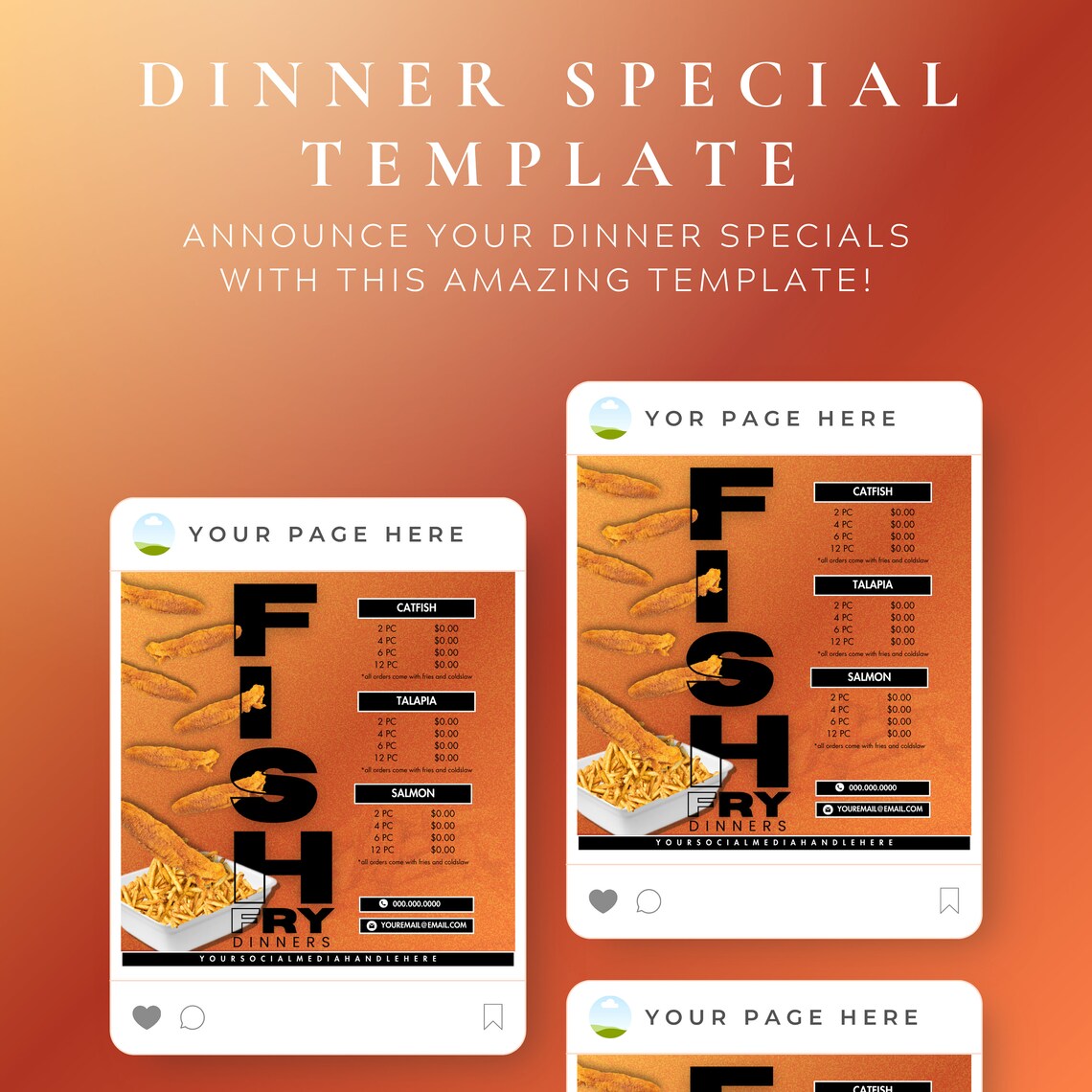 Fish Dry Dinner Flyer, Dinner Flyer, DIY Flyer, Canva Flyer, Instant ...