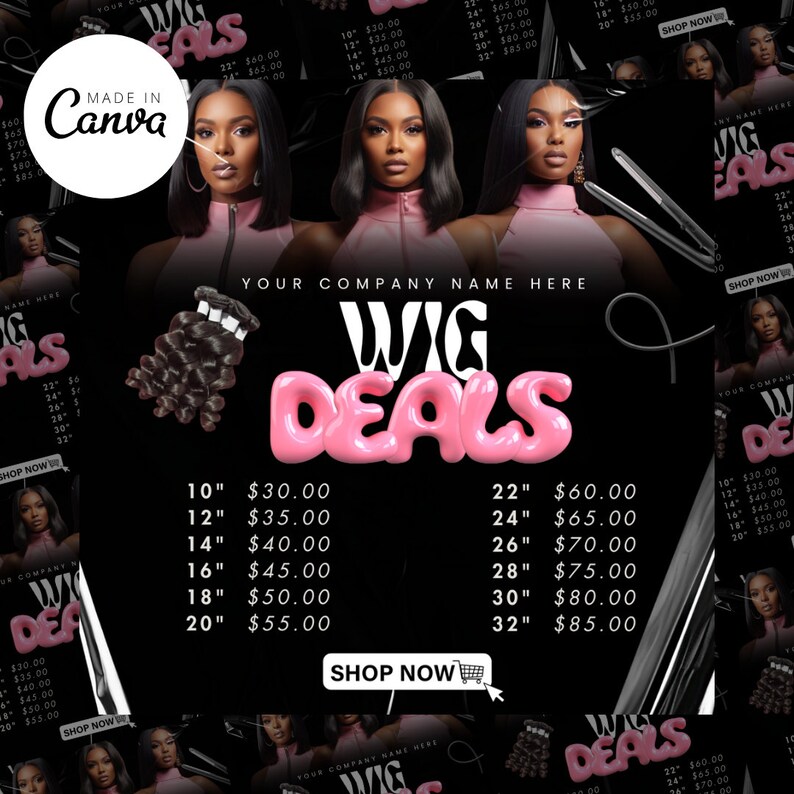Wig Deal Template, Canva Template, DIY Template, Social Media Post ...