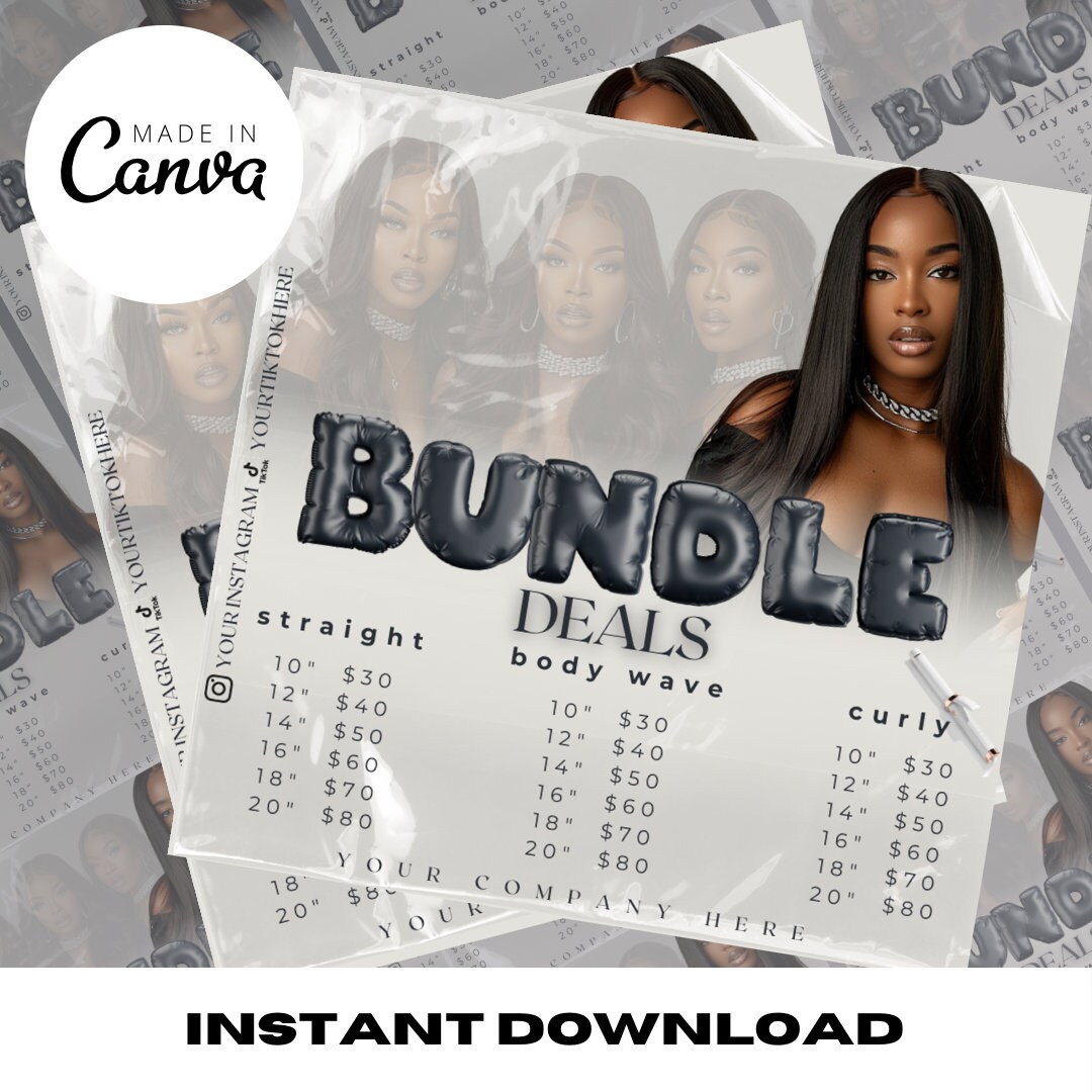 Bundle Deal Price List, Hair Weave Price List, Bundle Flyer, Weave ...