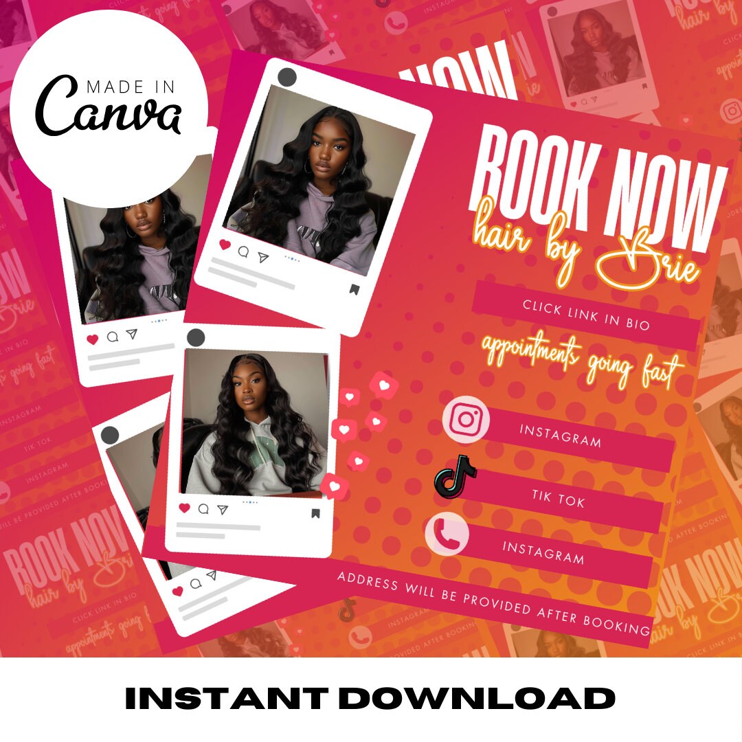 Book Now Flyer, Digital Flyer, DIY Flyers, Book Now Template, Canva ...