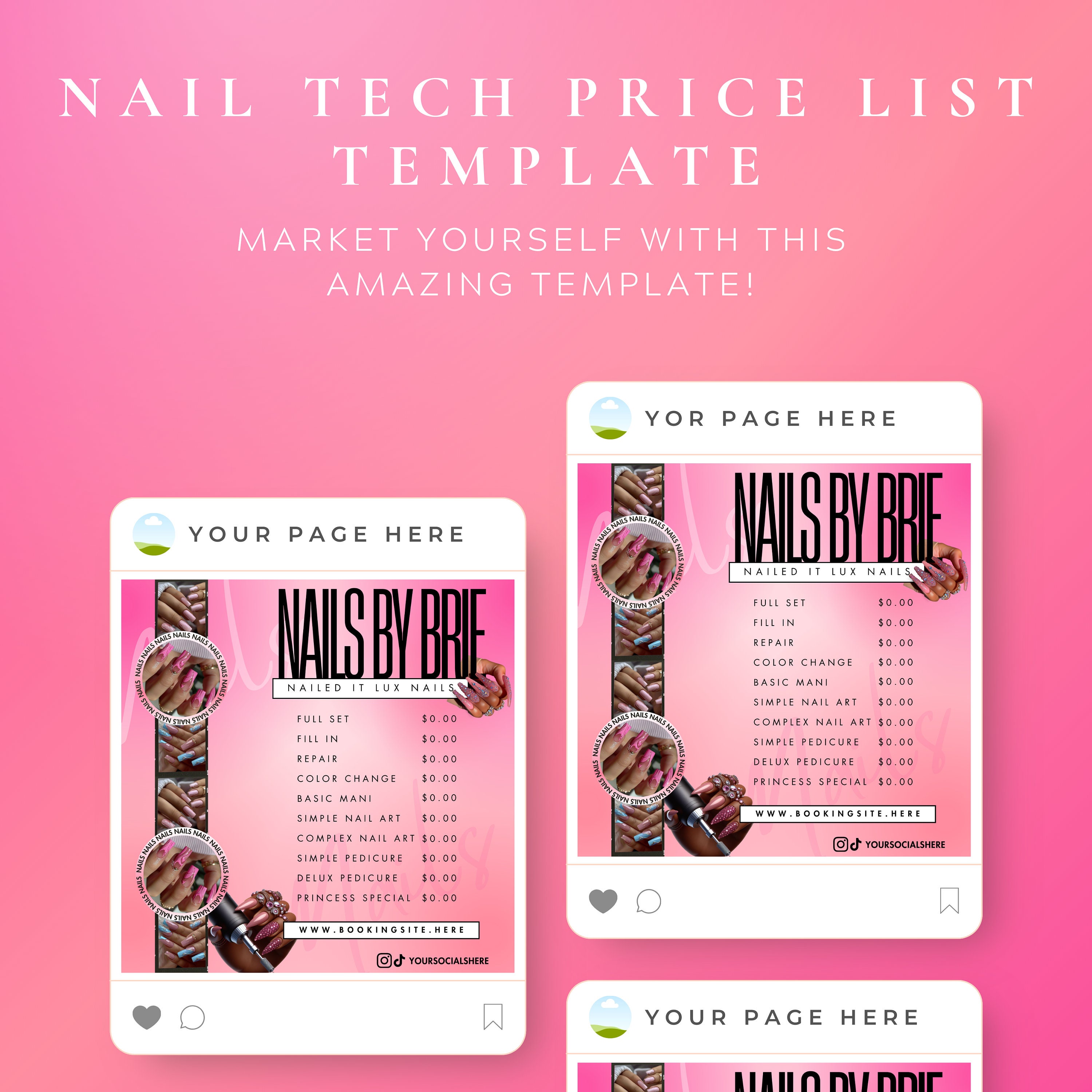 Nail Technician Price List, Nail Tech Price List, Nail Tech, Canva ...
