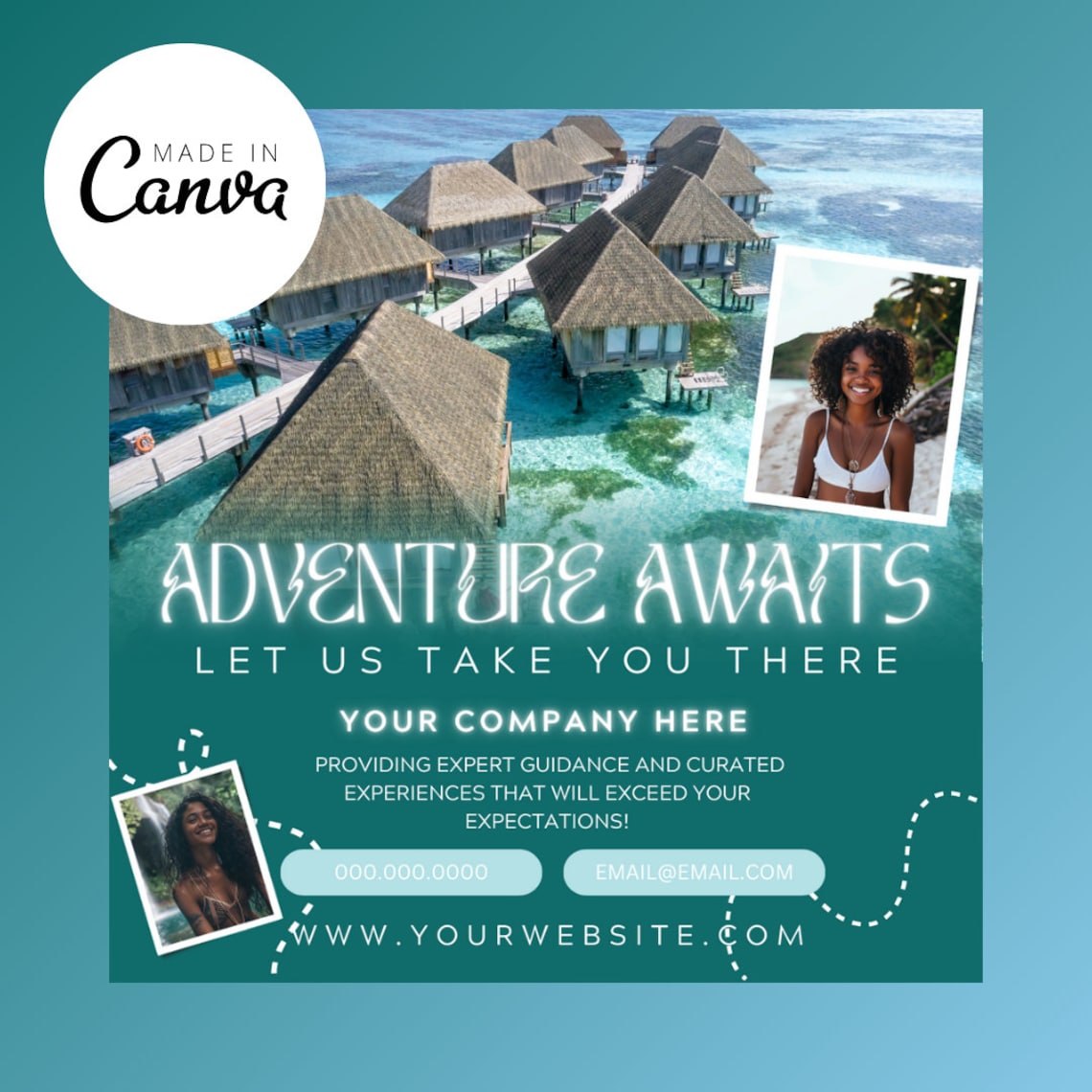 Travel Deal Flyer, Travel Agent Template, Marketing Template, Beach ...