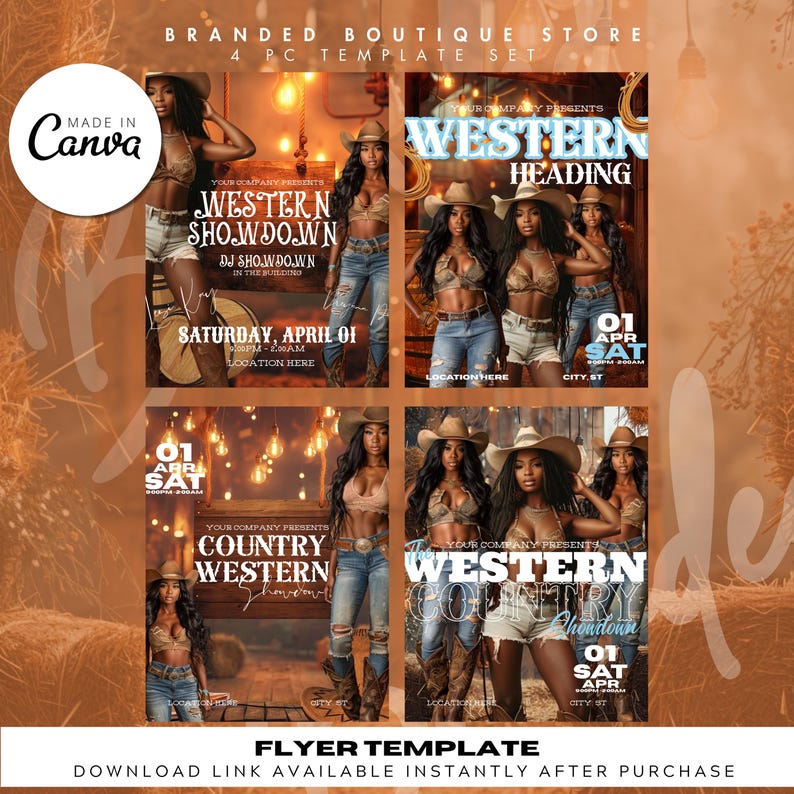 Boots on the Ground Flyer, Western Party Flyer, Wild West Party Invite ...