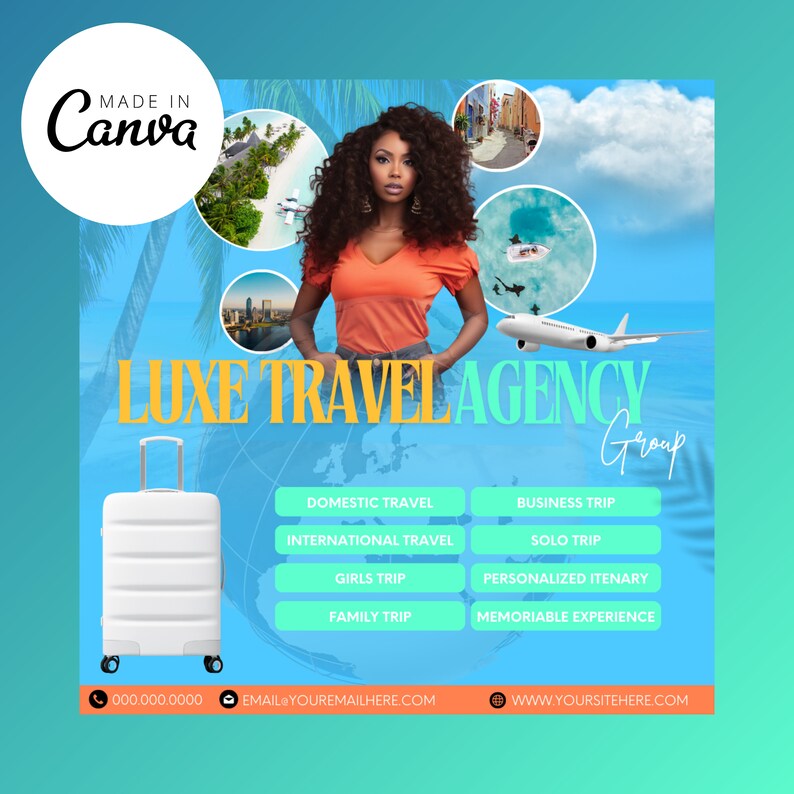 Travel Deal Flyer, Travel Agent Template, Marketing Template, Beach ...