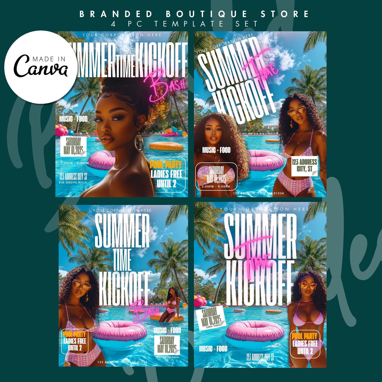 Pool Party Flyer, Pool Party Social Media Post, Pool Party Announcement ...