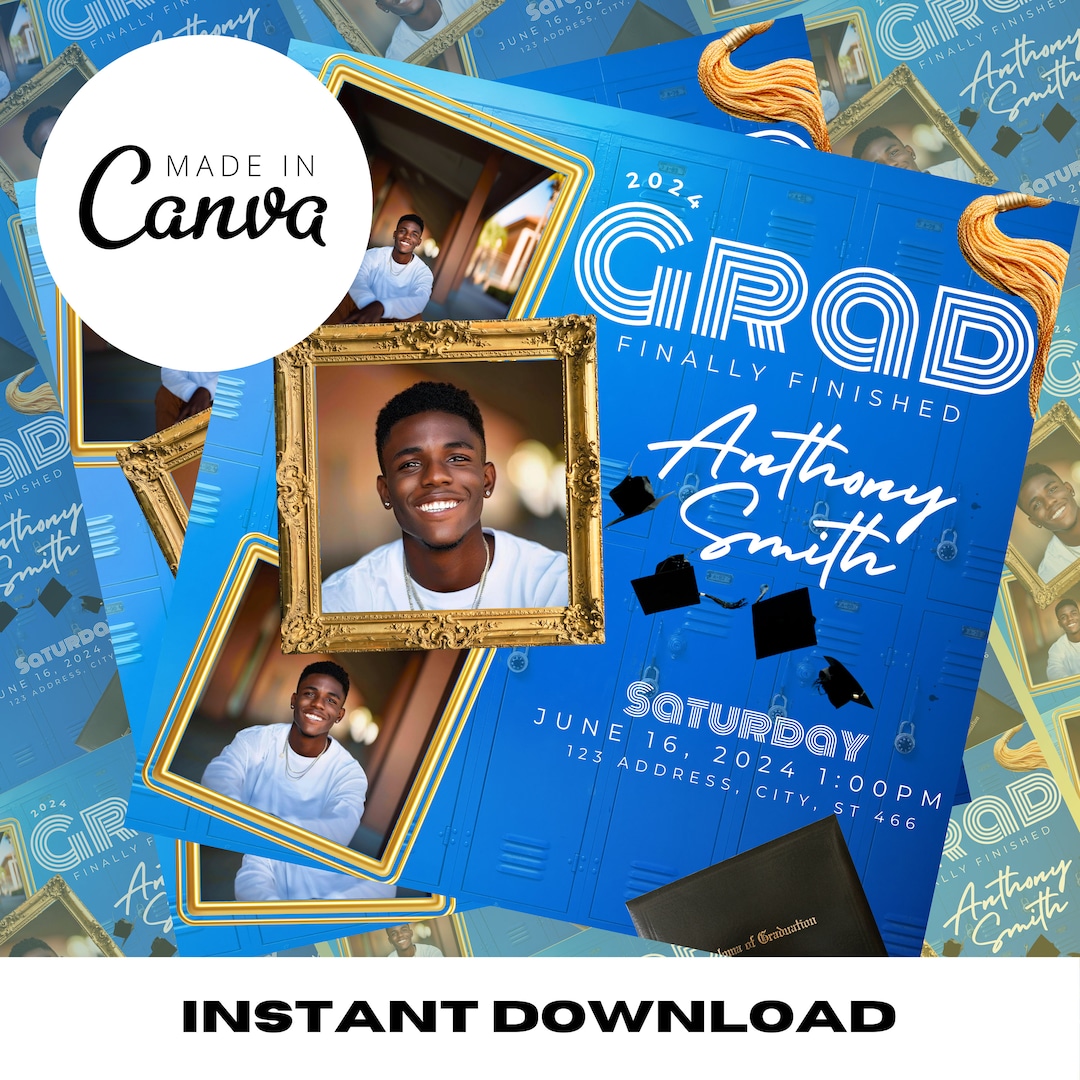 Graduation Template, DIY Graduation Flyer, Canva Template, Graduation ...