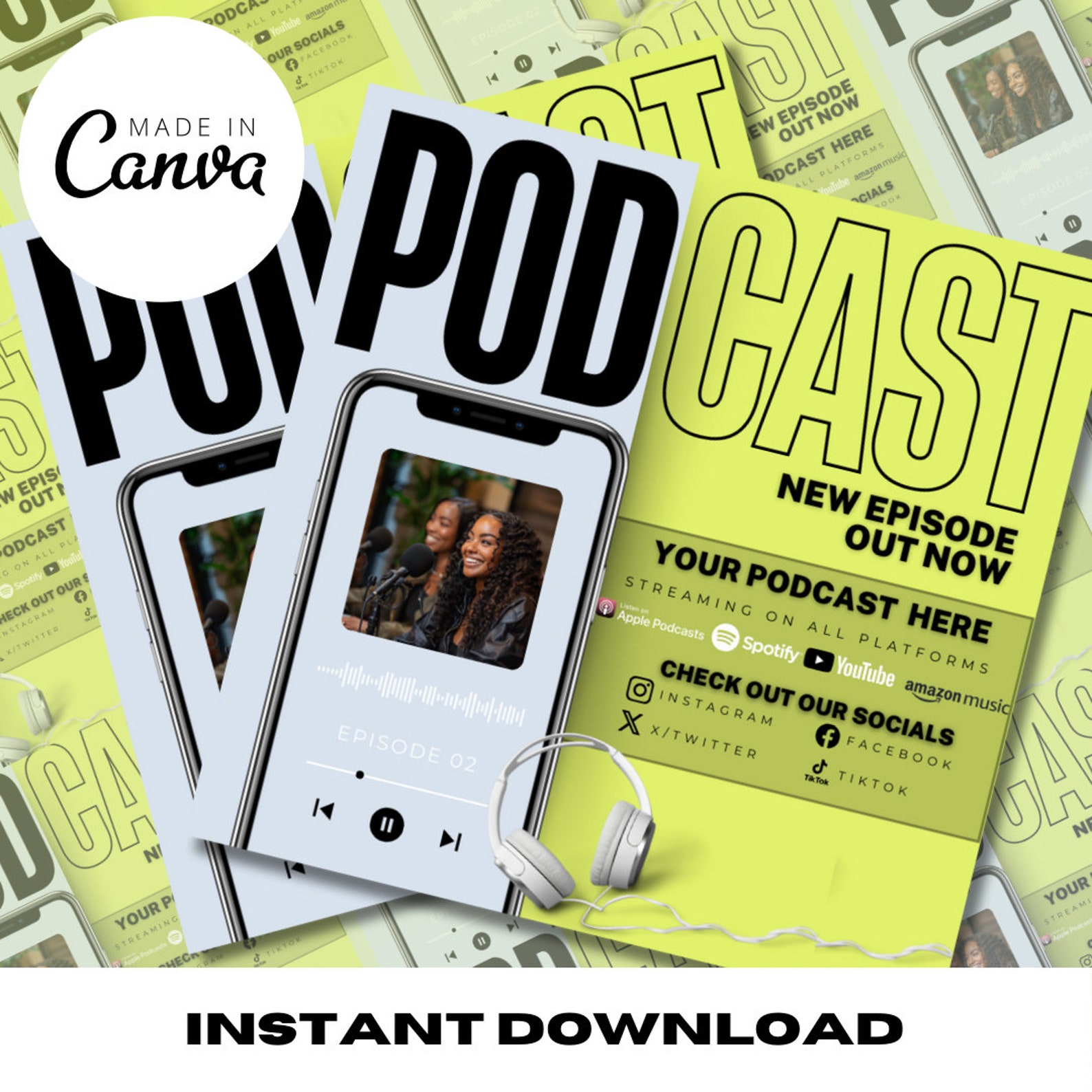 Podcast Social Media Post Template, Podcast Flyer, DIY Template, Canva ...